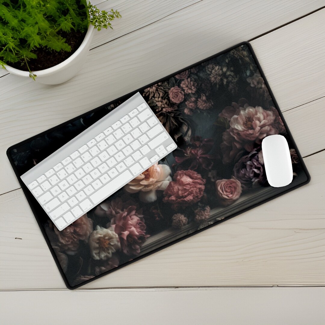 Dark Moody Floral Art Aesthetic Desk Mat Large Mousepad Dark ...