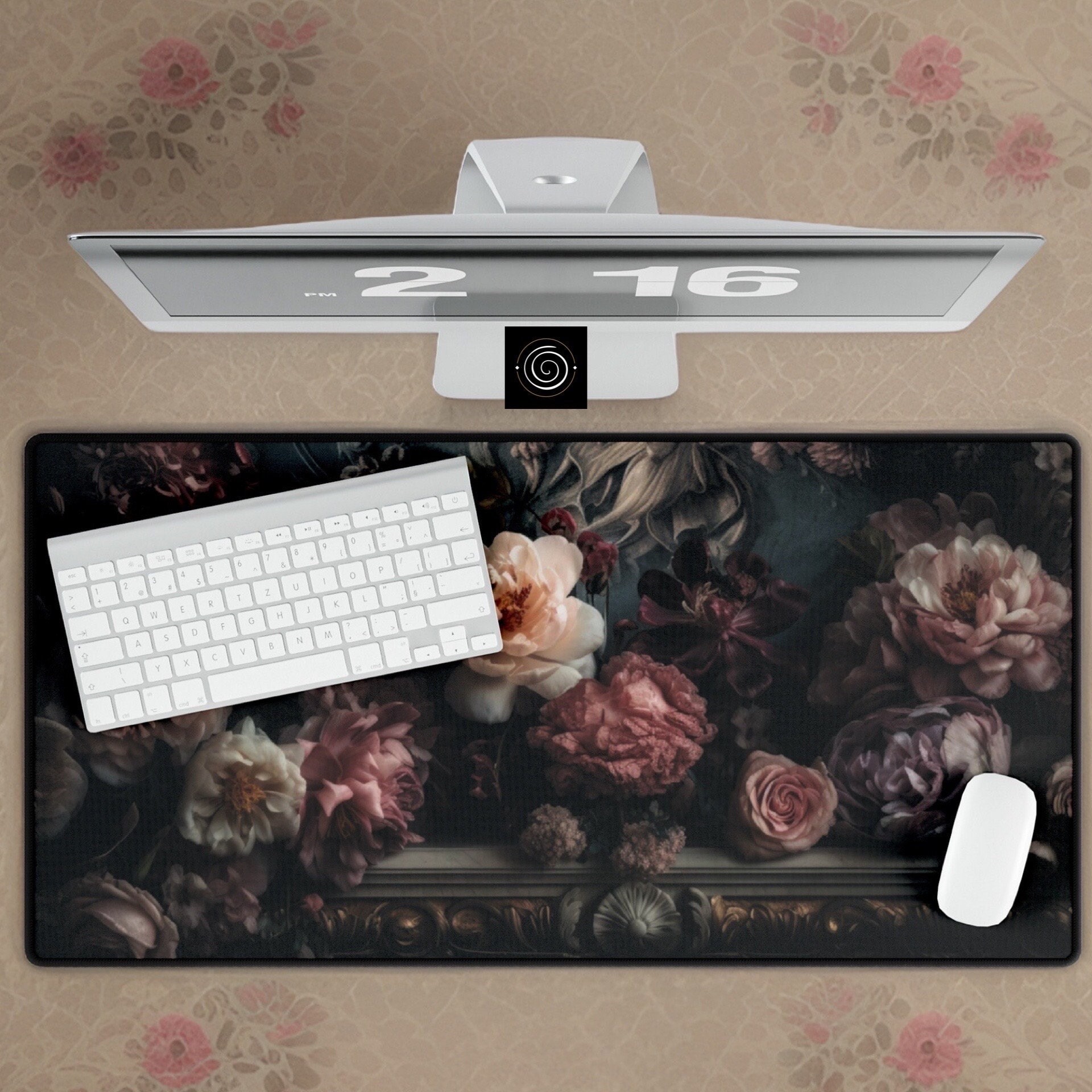 Dark Floral Desk Mat Organizer Large Mousepad Dark Academia Baroque Art ...