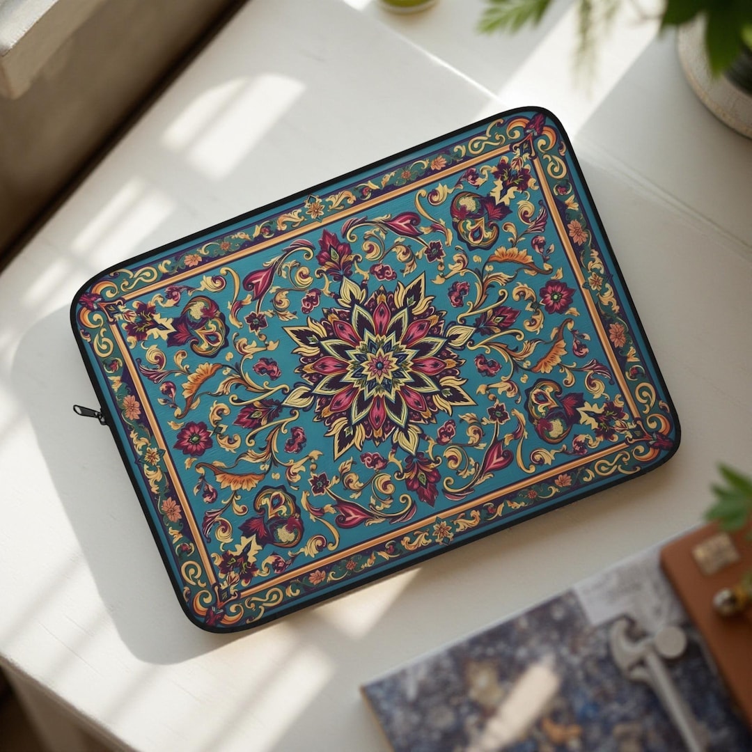 Bohemian Padded Plush Interior Laptop Sleeve | Boho Pattern, Soft ...