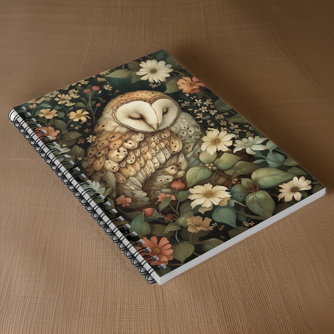 Cute Woodland Animals Sleeping Owl Notebook 118 Lined Page Spiral ...