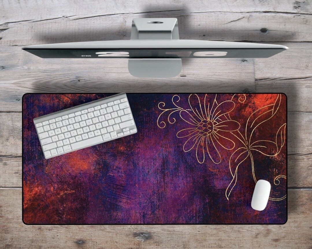 Purple Grunge Gothic Floral Desk Mat Large Desk Mat - Etsy