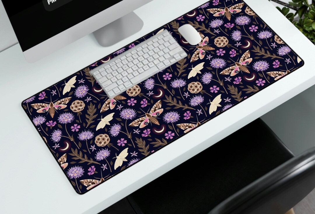 Pretty Purple Dark Forest Moths Desk Mat XL Mousepad - Etsy