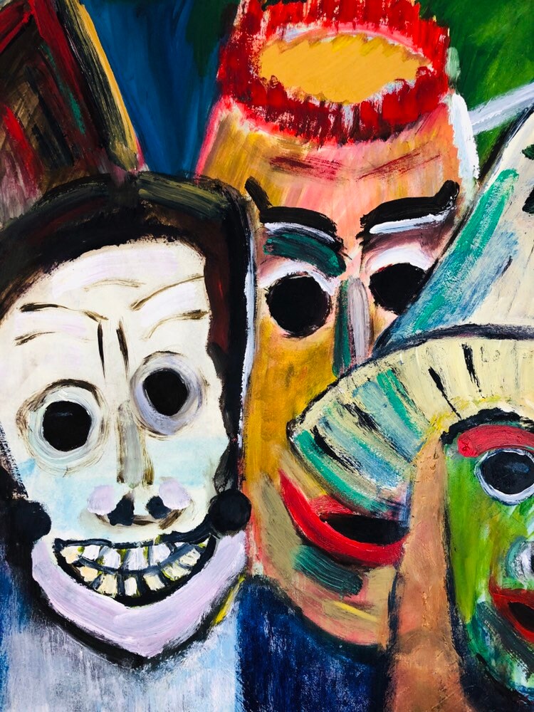 Original Abstract Faces Multi Colored Painting Horror Creepy | Etsy