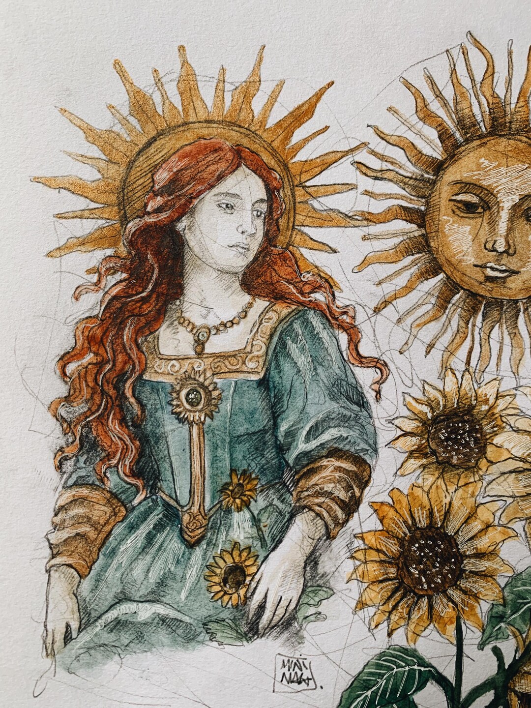 Original Watercolor Sun Minimaki Tarot - Etsy