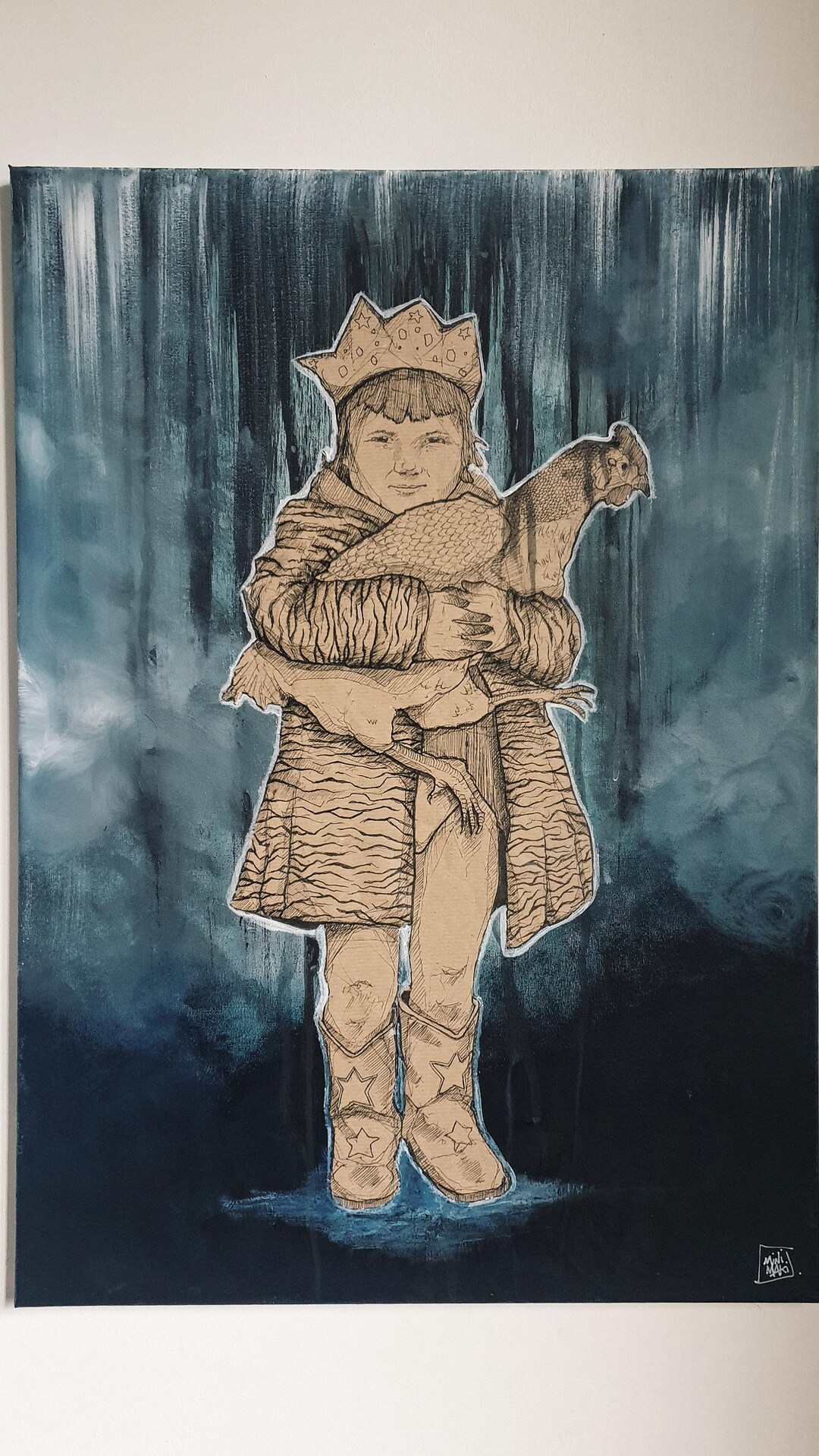 Original Collage Painting on Minimaki Forest Character Frame - Etsy