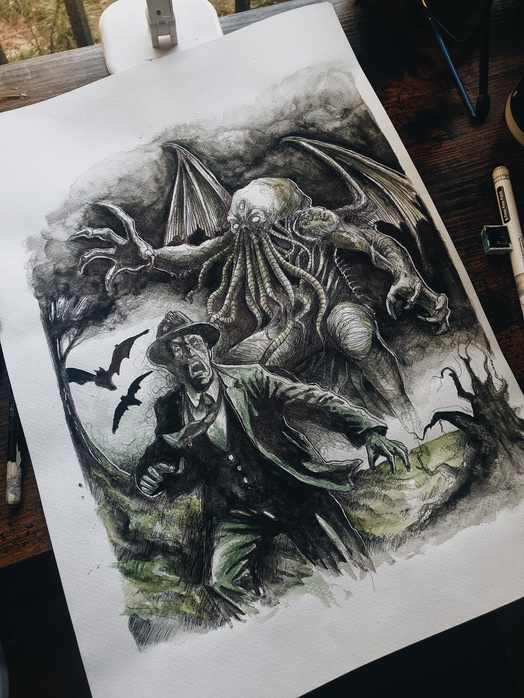 Original Drawing Lovecraft Cthulhu Minimaki Comics - Etsy