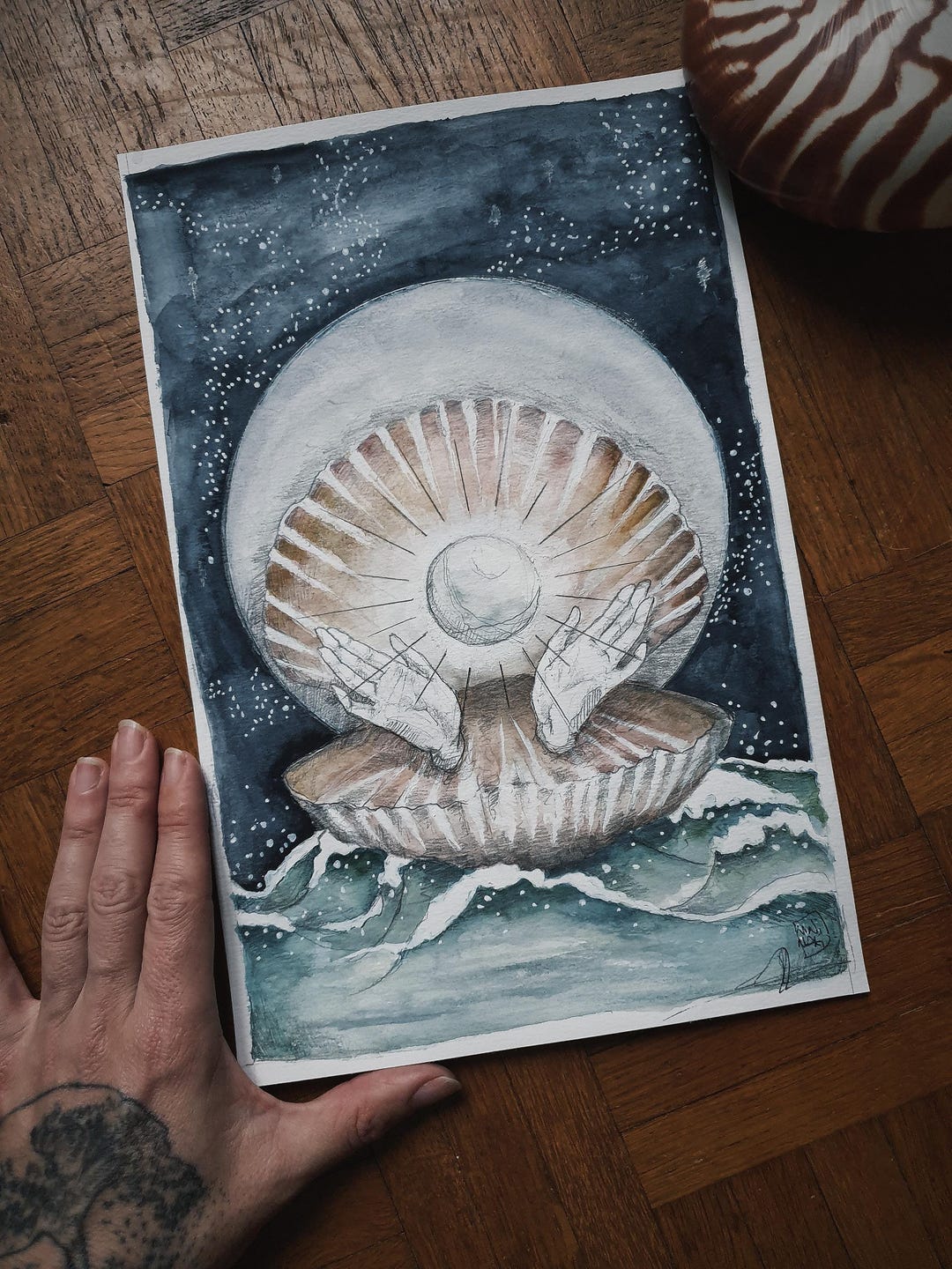 Aquarelle Originale Oracle Ocean Mythique Carte Minimaki - Etsy