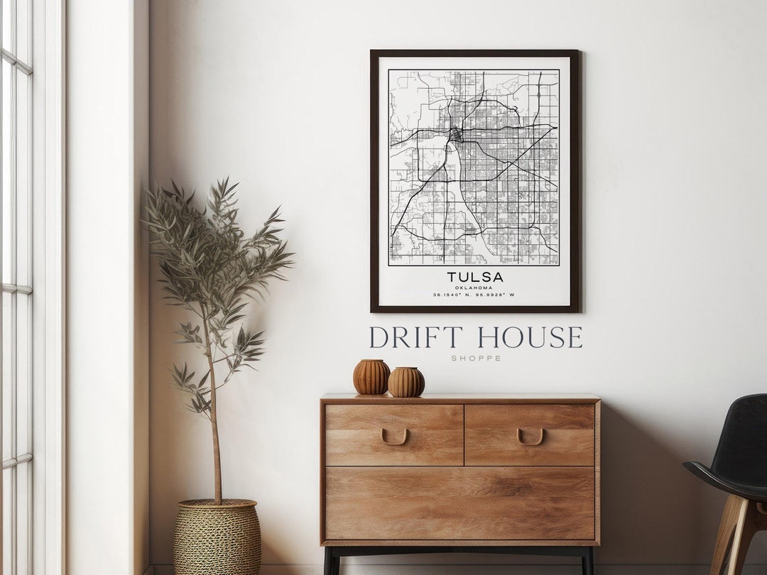 Tulsa Map Print, Tulsa Wall Art, Map of Tulsa, Home Town Map, Tulsa ...