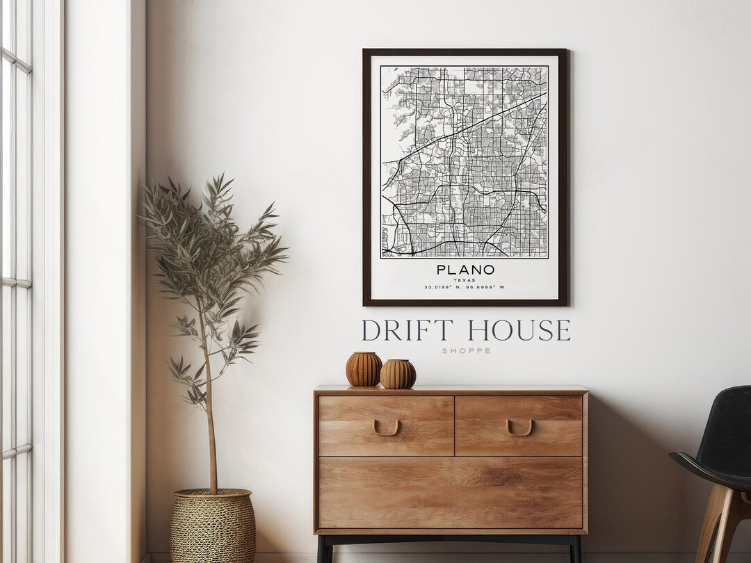 Plano Map Print, Plano Wall Art, Map of Plano, Home Town Map, Plano ...