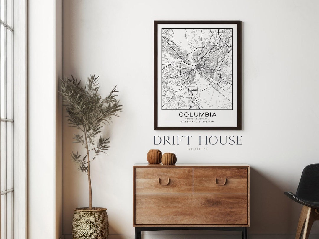 Columbia Map Print, Columbia Wall Art, Map of Columbia, Home Town Map ...