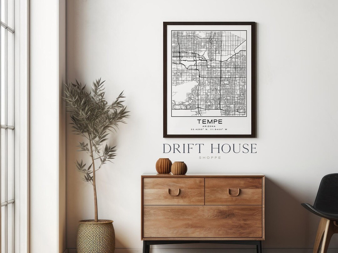 Tempe Map Print, Tempe Wall Art, Map of Tempe, Home Town Map, Tempe ...