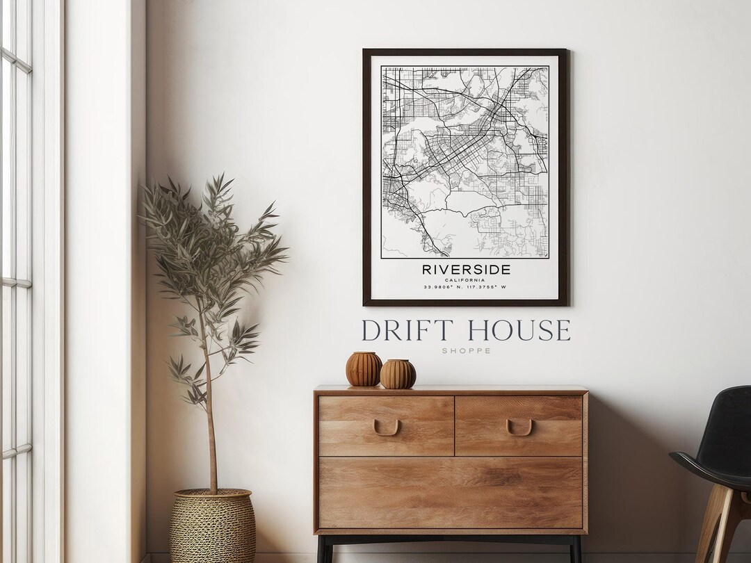 Riverside Map Print, Riverside Wall Art, Map of Riverside, Home Town ...