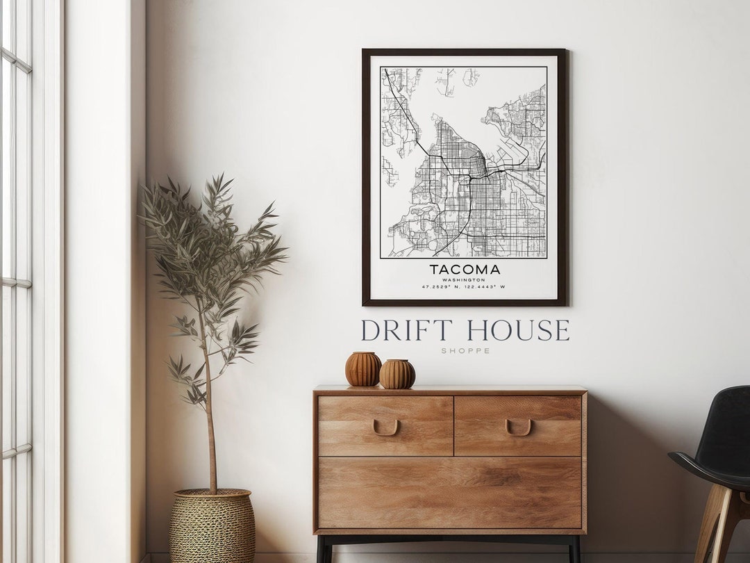 Tacoma Map Print, Tacoma Wall Art, Map of Tacoma, Home Town Map, Tacoma ...