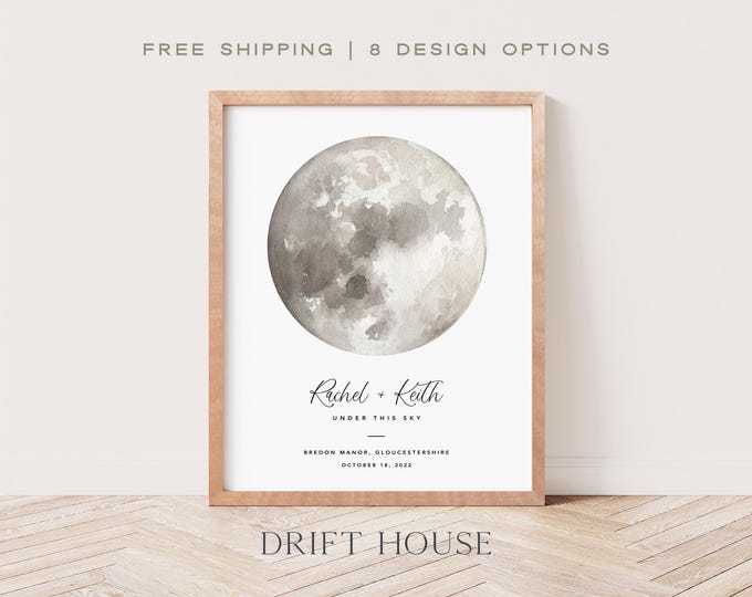 Custom Moon Phase Print, Anniversary Gift, Lunar Art Print ...