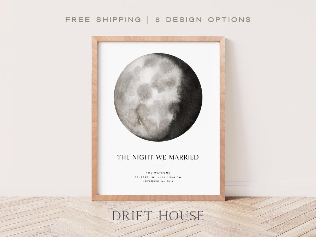 Custom Wedding Moon Phase Print, the Night We Married, Keepsake Gift ...