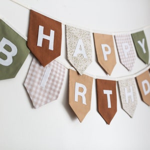 Birthday Banner, Neutral Color Happy Birthday Flag Banner, Reusable ...