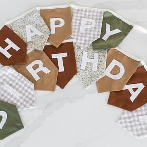 Birthday Banner, Neutral Color Happy Birthday Flag Banner, Reusable ...