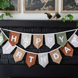 Birthday Banner, Neutral Color Happy Birthday Flag Banner, Reusable ...