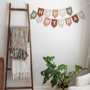 Birthday Banner, Neutral Color Happy Birthday Flag Banner, Reusable ...
