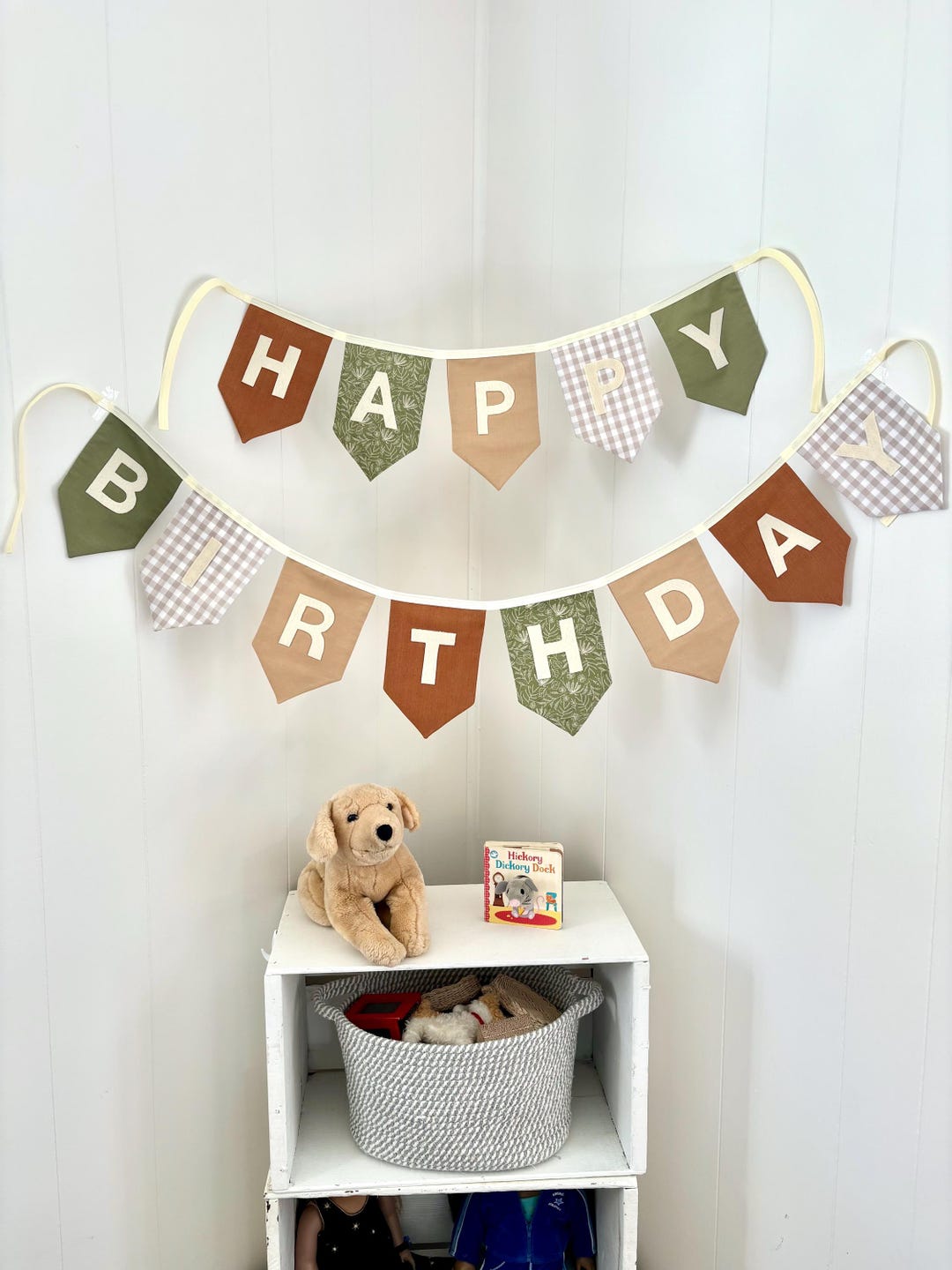 Birthday Banner, Neutral Color Happy Birthday Flag Banner, Reusable ...
