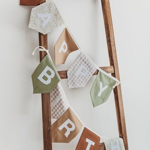 Birthday Banner, Neutral Color Happy Birthday Flag Banner, Reusable ...