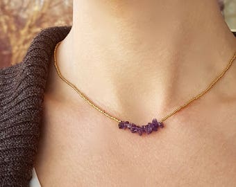 Raw amethyst choker | Etsy