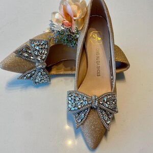 Statement Crystal Jewelled Bow Shoe, Shoe Clips Silver or Gold Setting ...