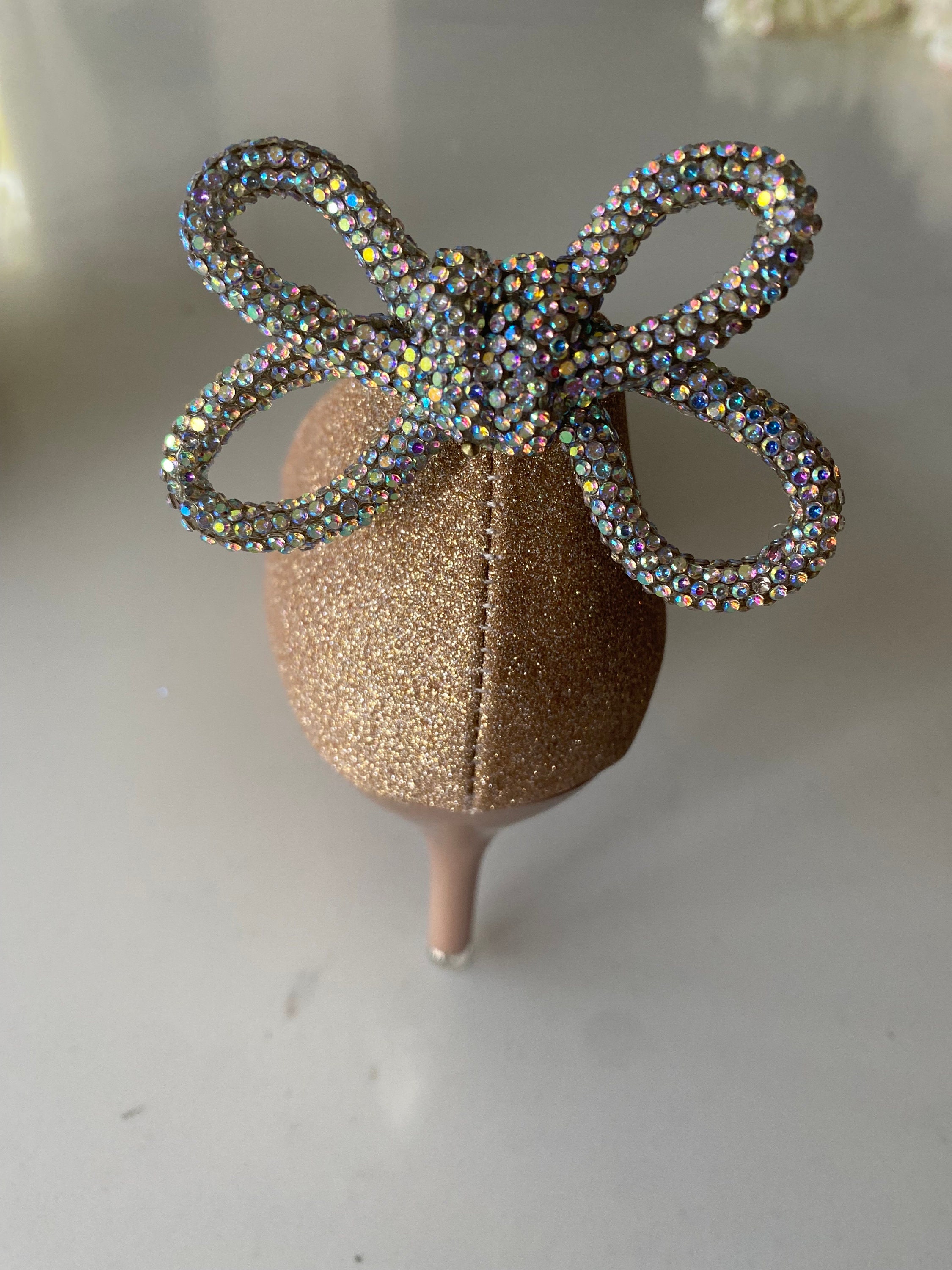 Rhinestone AB Crystal Rope Bow Shoe, Shoe Clips Silver Setting Wedding ...