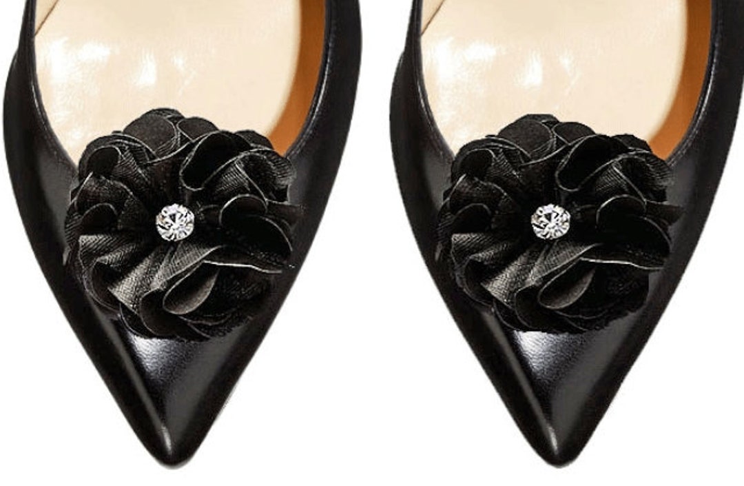 Calista Black Flower Shoe Shoe Clips - Etsy
