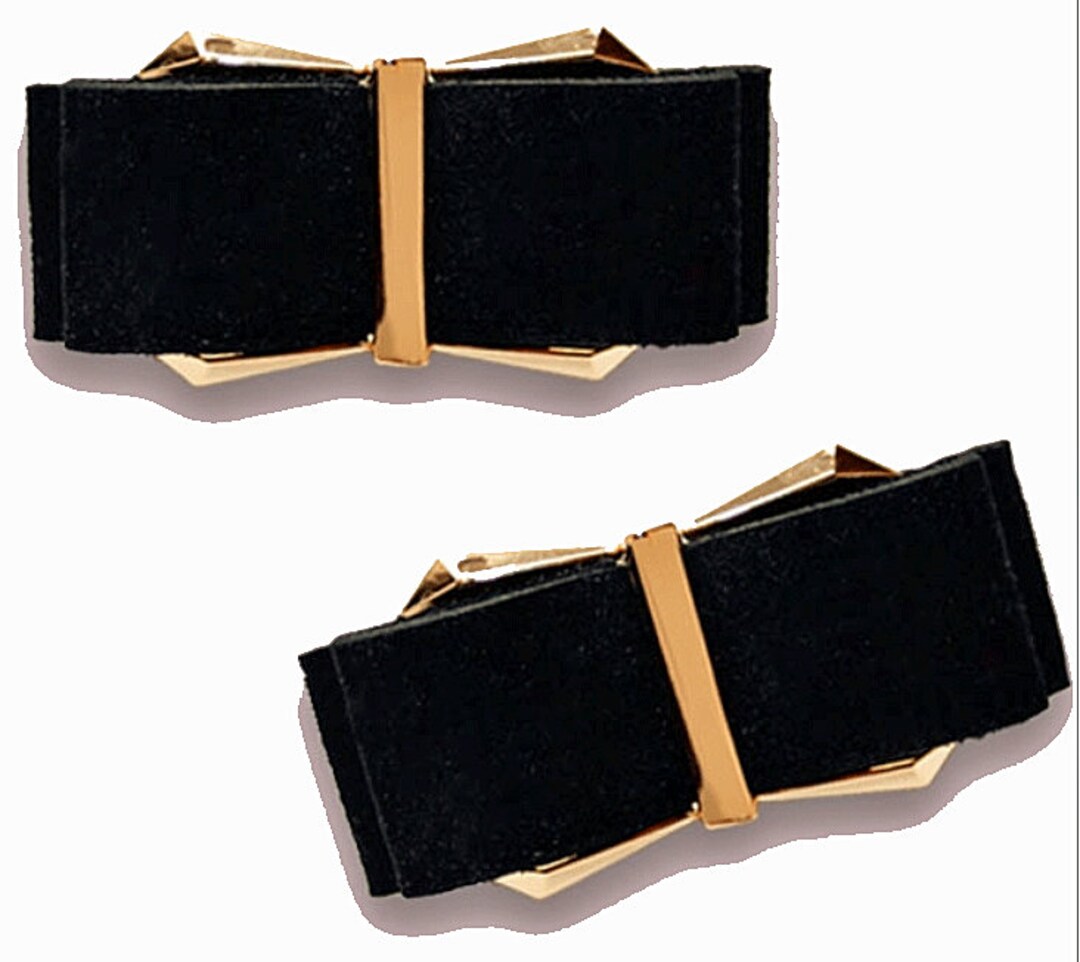 Maddy Black & Gold Buckle Bow Shoe Clips - Etsy
