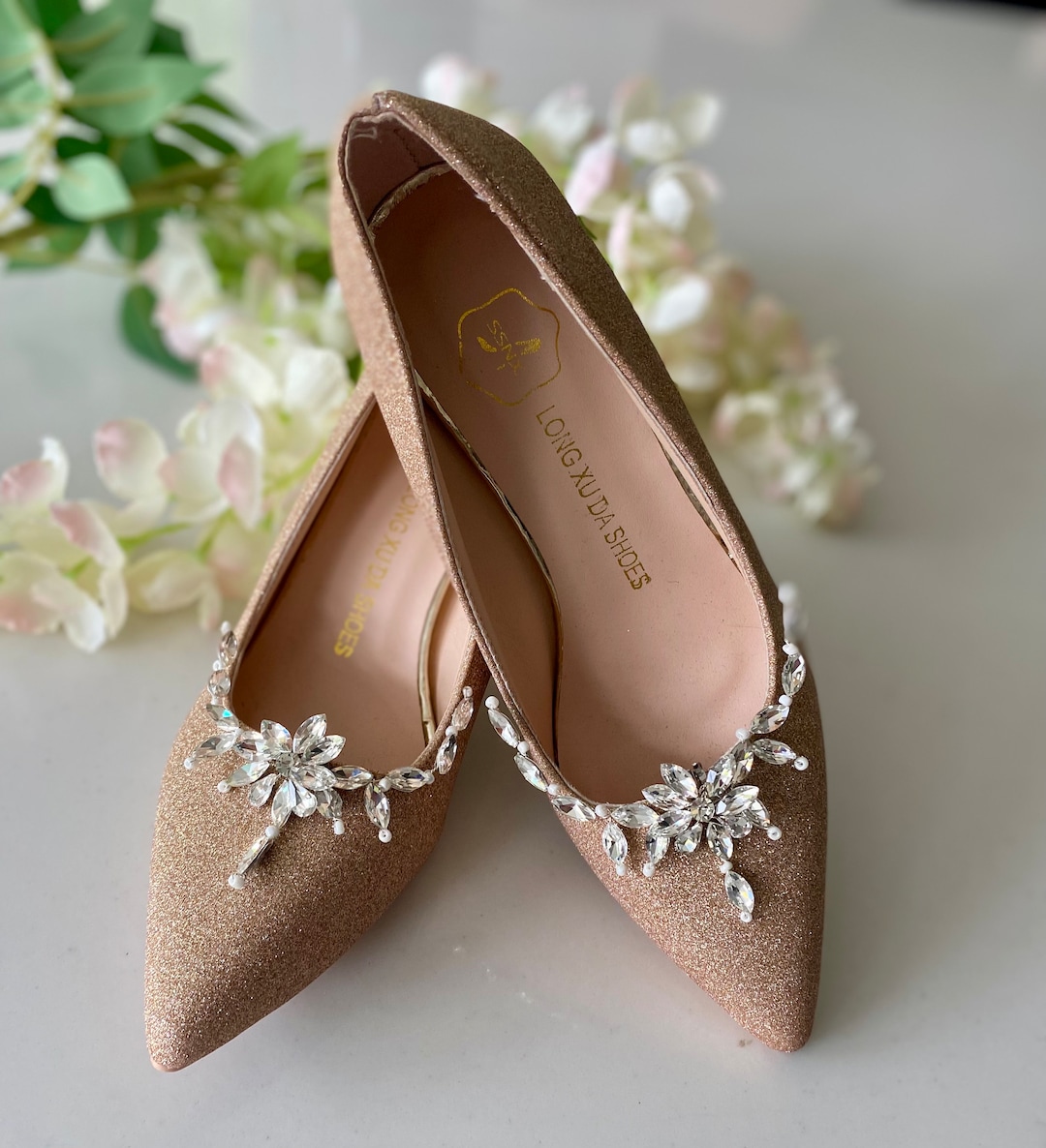 Stunning Crystal Jewelled Flexible Shoe, Shoe Clips Silver Setting ...