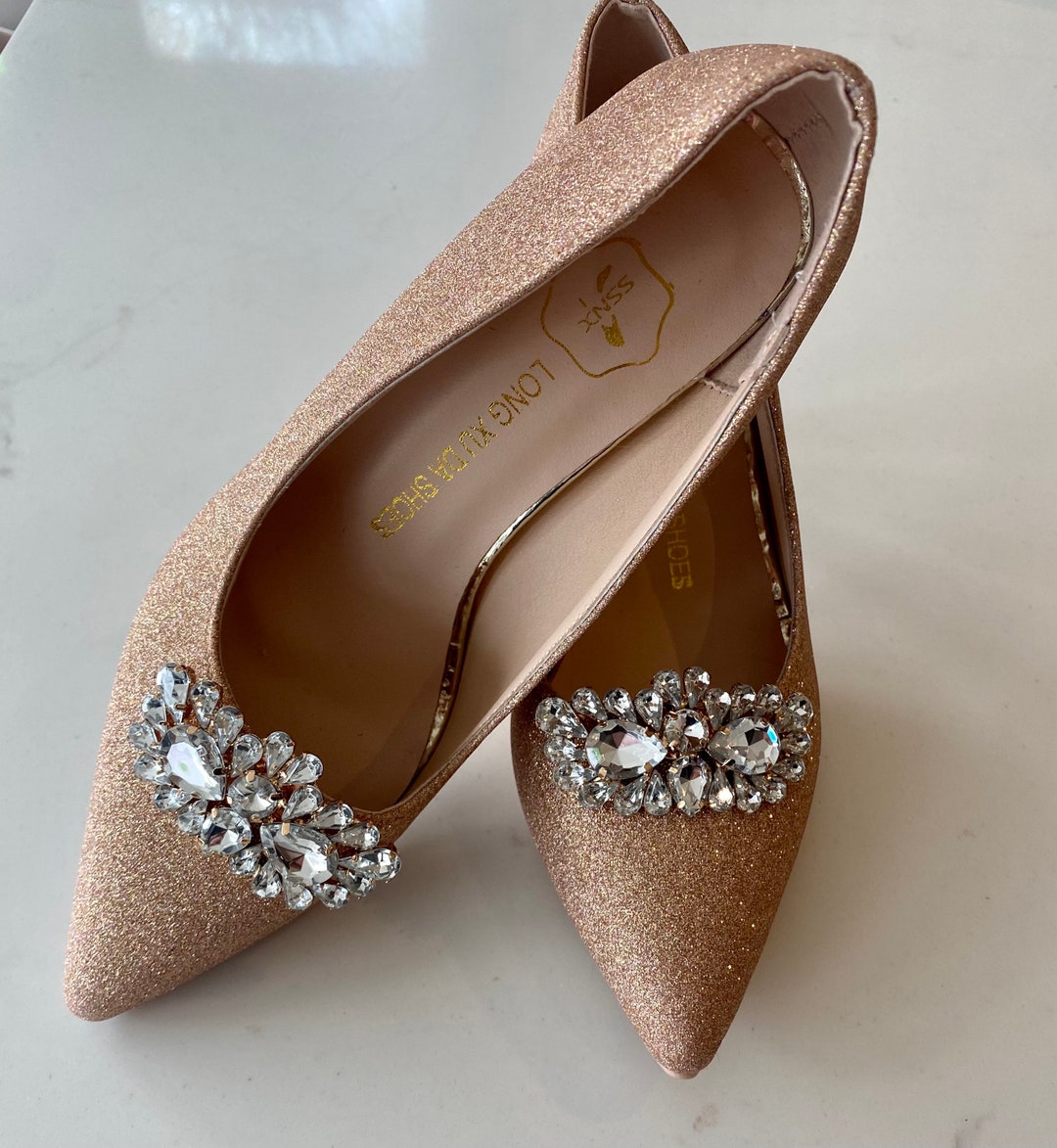 Elisabeth Crystal Shoe Clips Wedding Bridal Shoe Clips Gold Setting - Etsy
