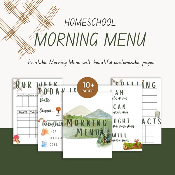 Printable Homeschool Morning Menu - Etsy