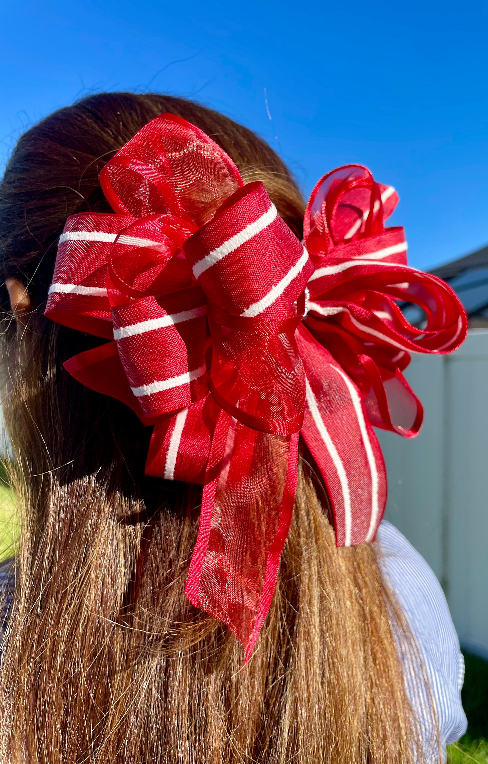 Red Bow With With White Tripes - Etsy