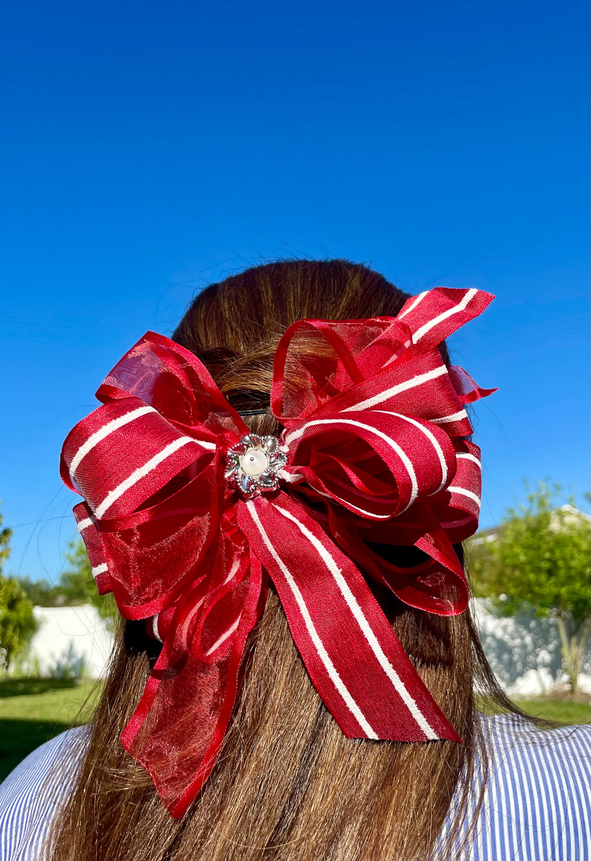 Red Bow With With White Tripes - Etsy