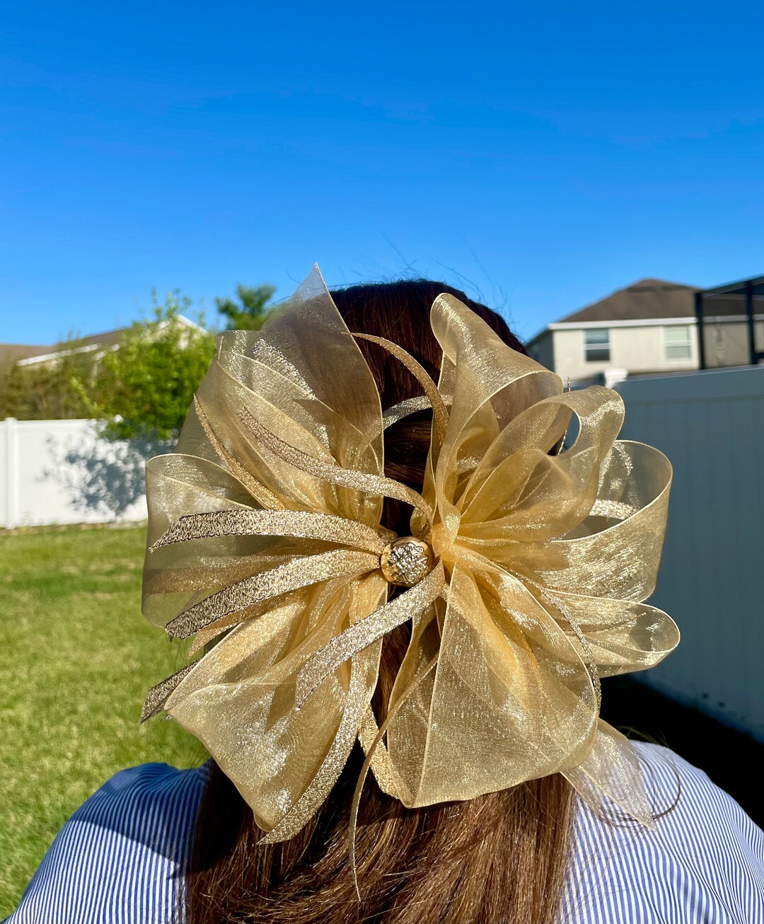 Gold Hair Bow - Etsy