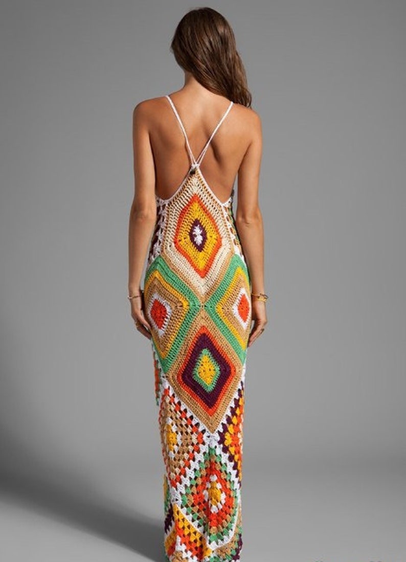 Crochet Beach Dress, Crochet Maxi Dress, Crochet Dress, Knitted Dress ...
