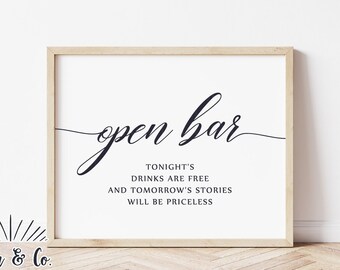 Open Bar SVG Files, Wedding Svg, Open Bar Sign Svg, Wedding Bar Sign ...