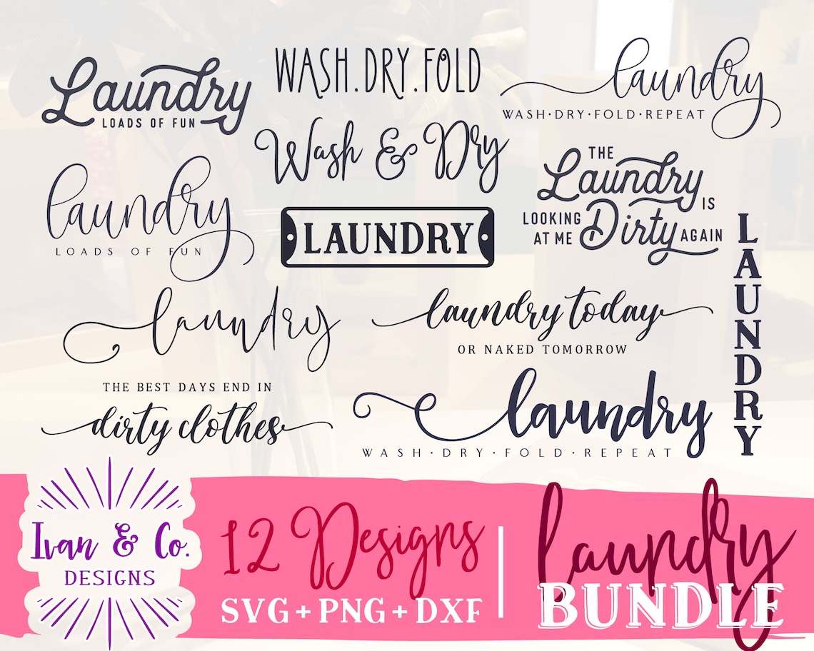 12 Laundry Sign SVG Bundle Laundry Svg Bundle 1 Farmhouse - Etsy