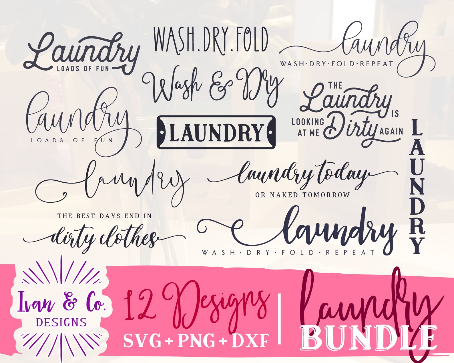 12 Laundry Sign SVG Bundle Laundry Svg Bundle 1 Farmhouse - Etsy