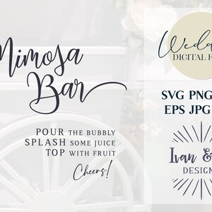 Mimosa Bar Svg Files, Wedding Svg, Wedding Sign Svg, Bridal Shower Sign ...