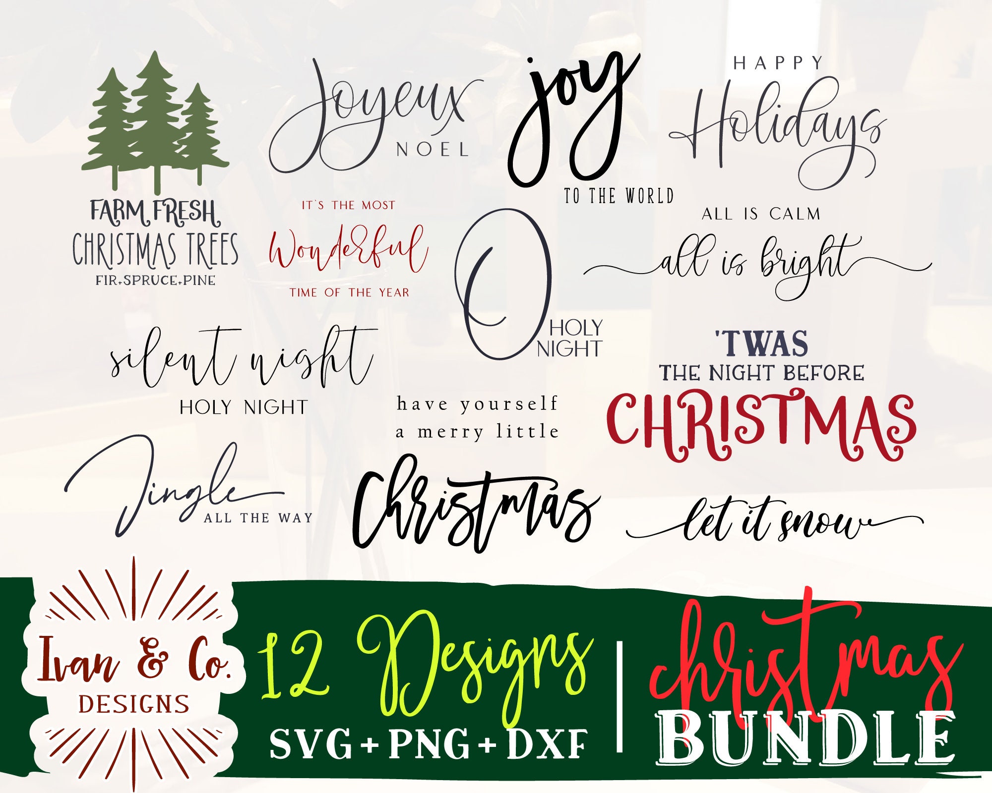 12 Christmas Sign SVG Bundle, Christmas Svg Bundle #3, Farmhouse Sign ...