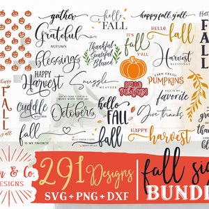 291 Fall Sign SVG Bundle, Give Thanks, Hello Pumpkin, Thanksgiving ...