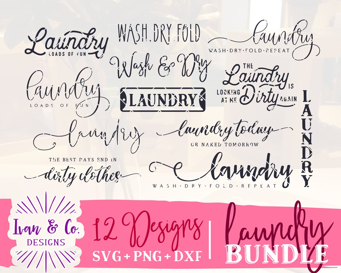 12 Laundry Sign SVG Bundle Laundry Svg Bundle 1 Farmhouse - Etsy