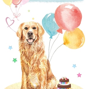 Golden Retriever Dog "happy Birthday" Card (6" X 4") With Envelope ...