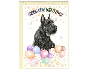 Birthday Scottie Dog With Balloons Card WWBD211 - Etsy