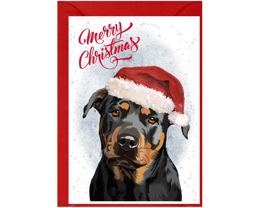 Rottweiler Dog Christmas Card (6" X 4") Blank Inside - With Envelope ...