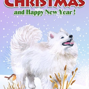 Samoyed Dog Christmas Card (6" X 4") Blank Inside - With Envelope ...
