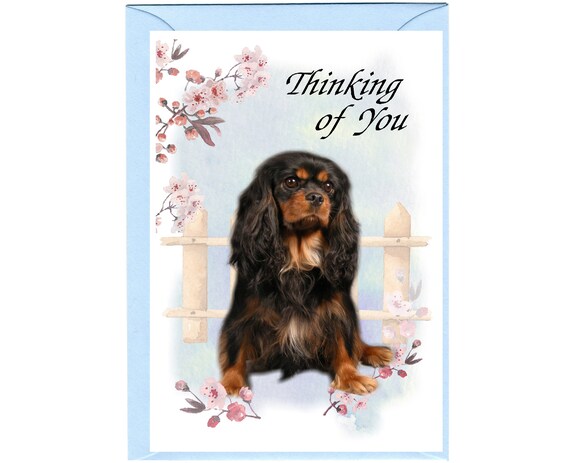 Cavalier King Charles Spaniel Dog black & Tan thinking | Etsy