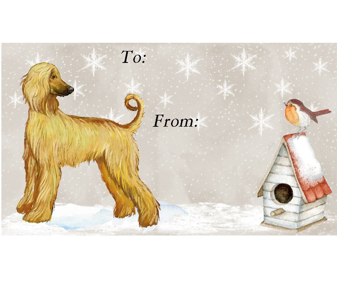 Afghan Hound Dog Christmas Gift Labels, Peel off Self Adhesive, 2 ...